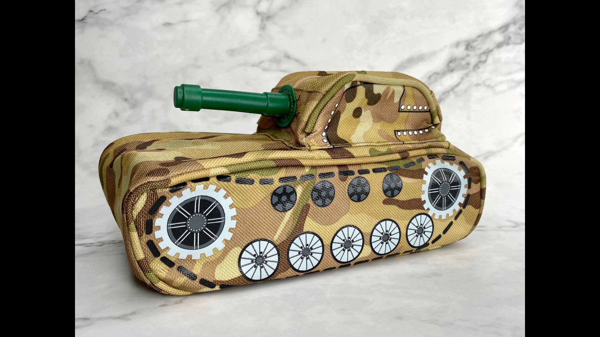 Tank Pencil Case in Singapore Army Pixelated Green - Miniature Stories