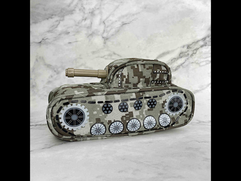 Tank Pencil Case in Singapore Army Pixelated Green - Miniature Stories