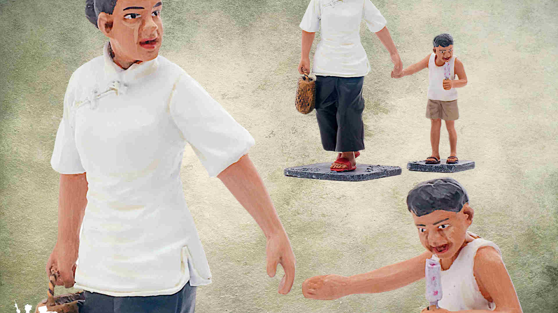 Hand-painted miniature figurine of a Majie from old Singapore