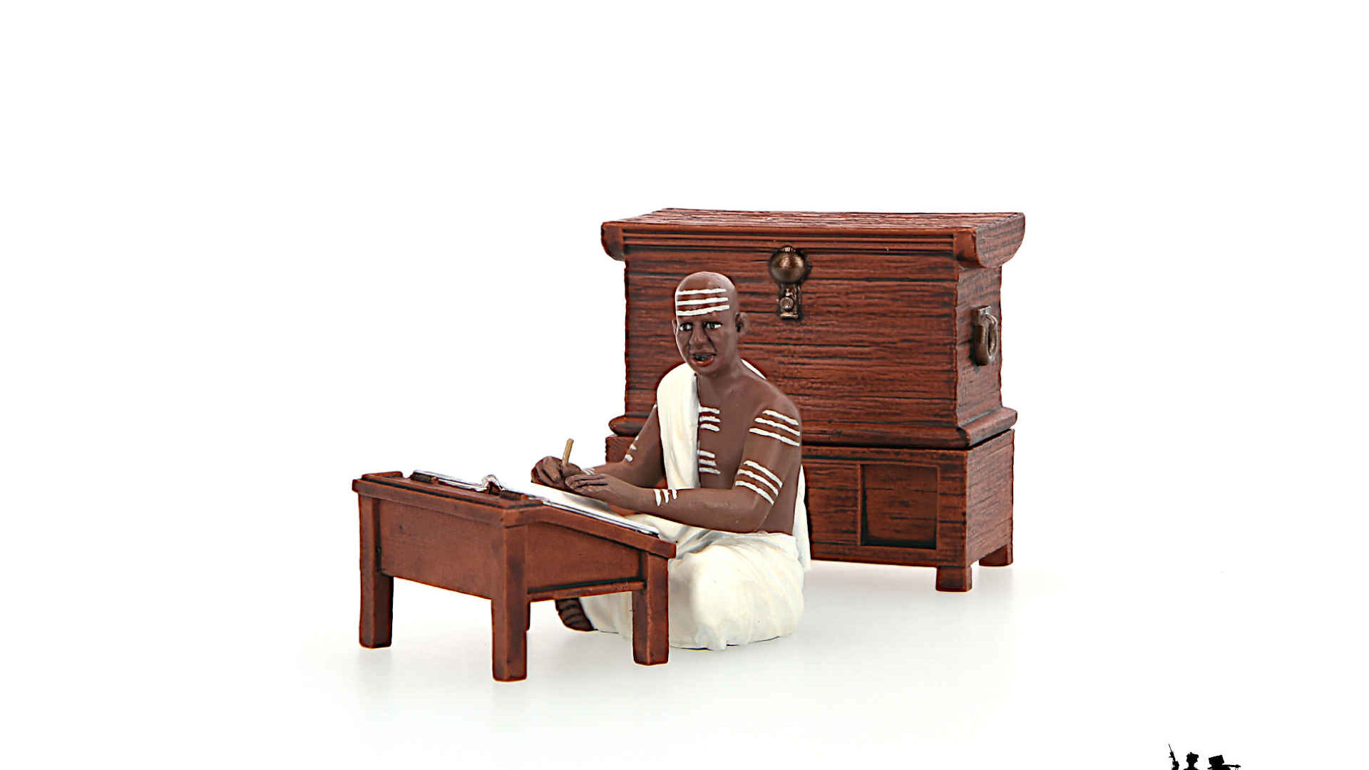 Hand-painted miniature figurine of a Chettiar in 1950s Singapore