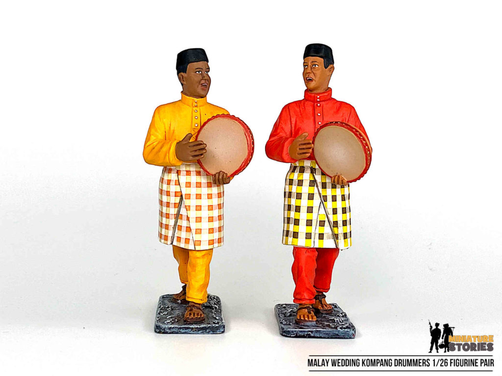 Hand-painted miniature figurines of Malay Wedding Kompang Drummers