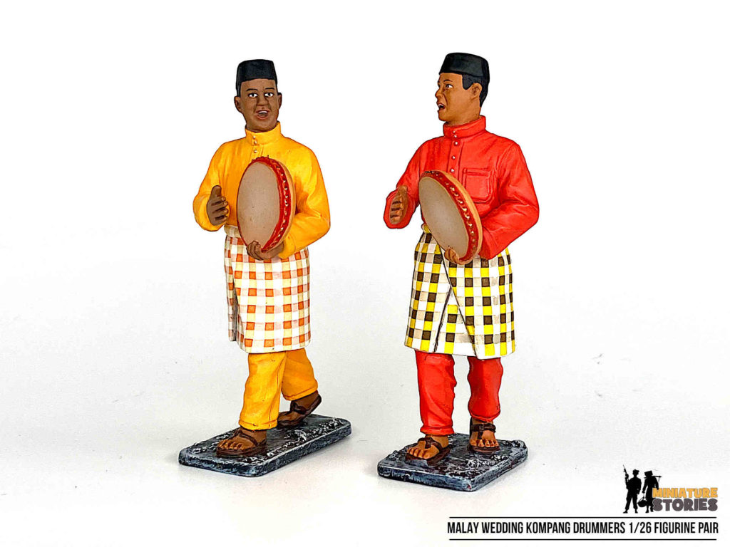Hand-painted miniature figurines of Malay Wedding Kompang Drummers