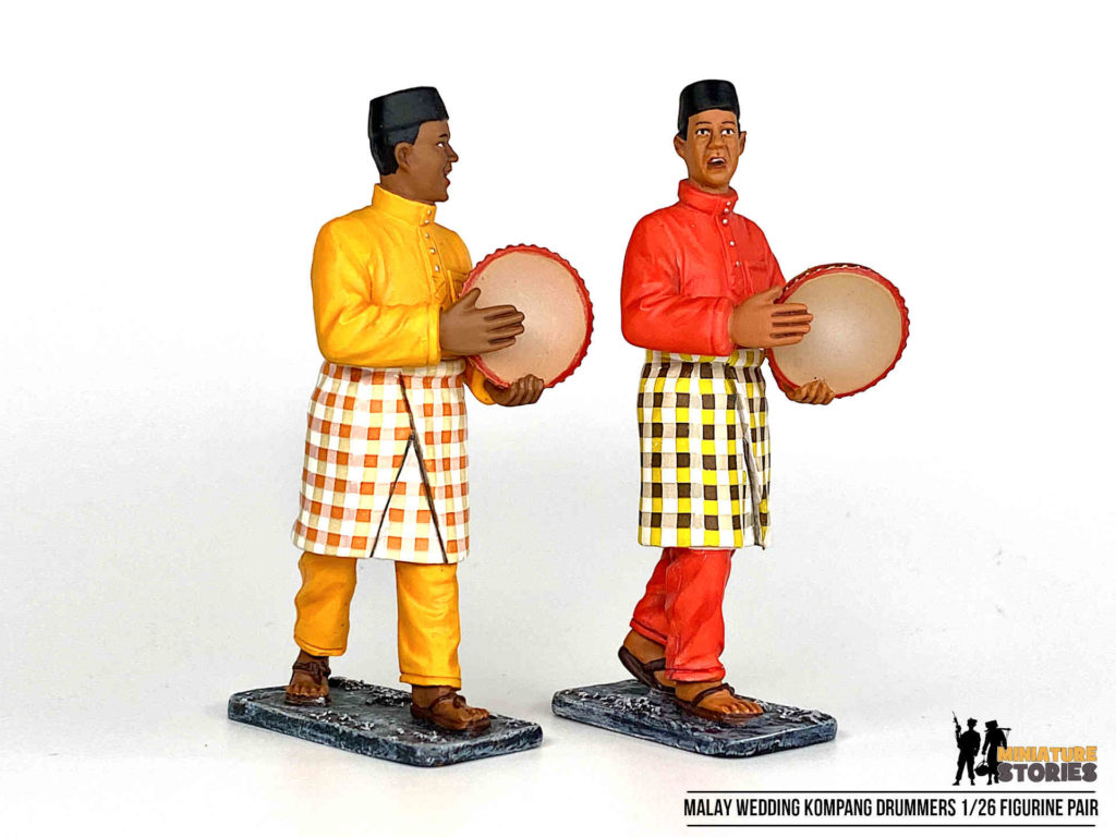 Hand-painted miniature figurines of Malay Wedding Kompang Drummers