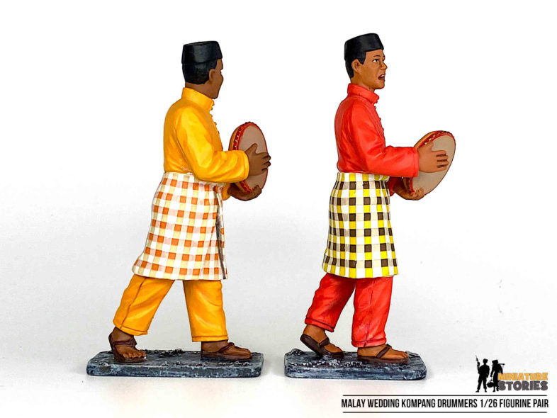 Hand-painted miniature figurines of Malay Wedding Kompang Drummers