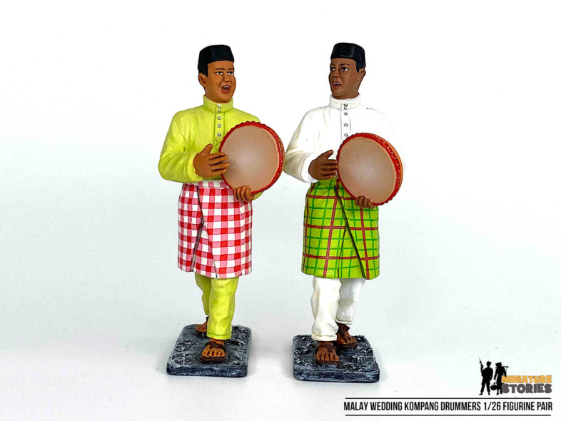 Hand-painted miniature figurines of Malay Wedding Kompang Drummers
