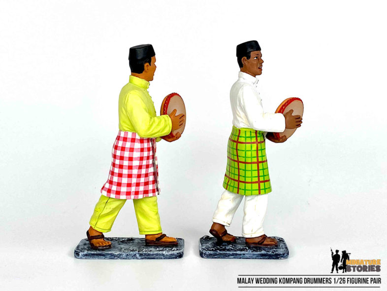 Hand-painted miniature figurines of Malay Wedding Kompang Drummers