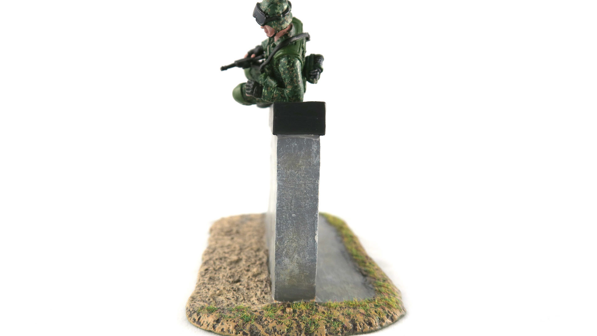 SAF Singapore Army Soldier Figurine on SOC Low Wall - Miniature Stories
