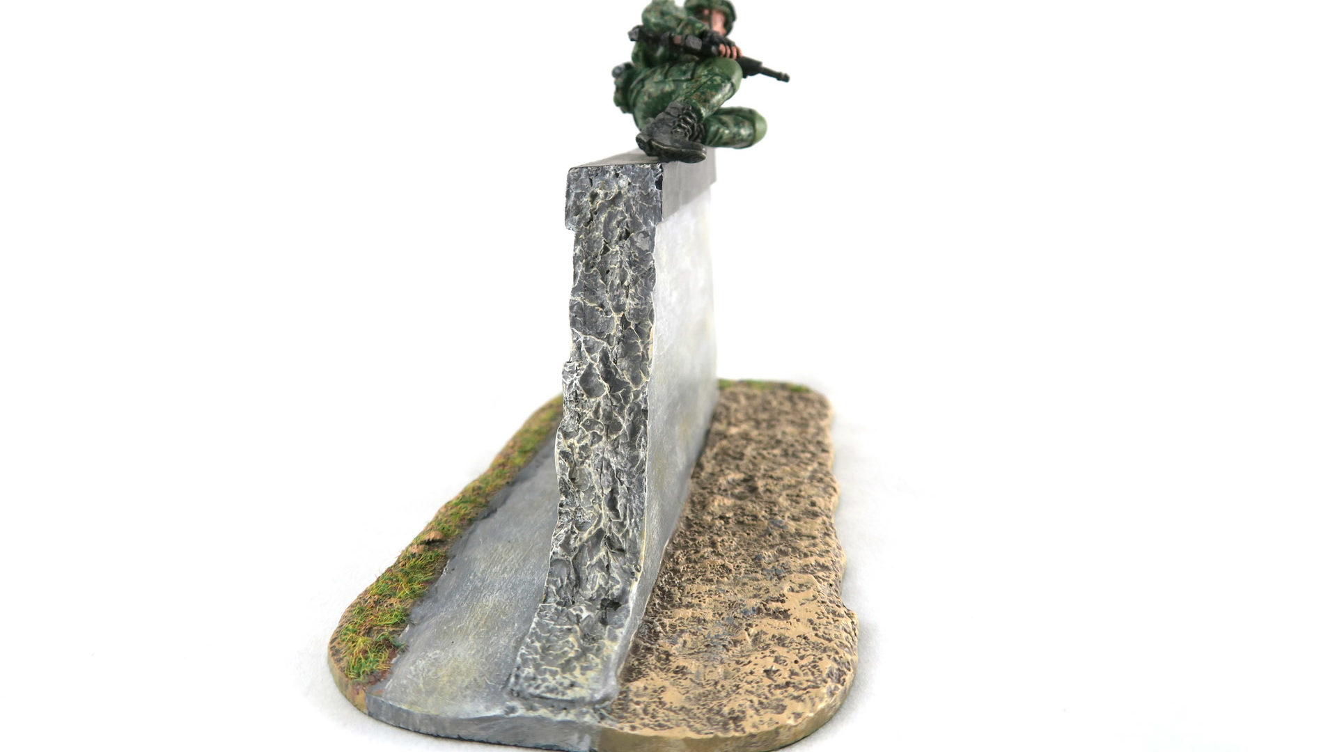 SAF Singapore Army Soldier Figurine on SOC Low Wall - Miniature Stories